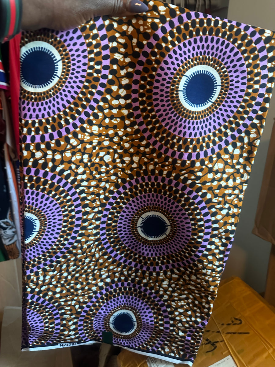 PUB63 6 yard bullseye nsubura circles purple brown black African Fabri ...